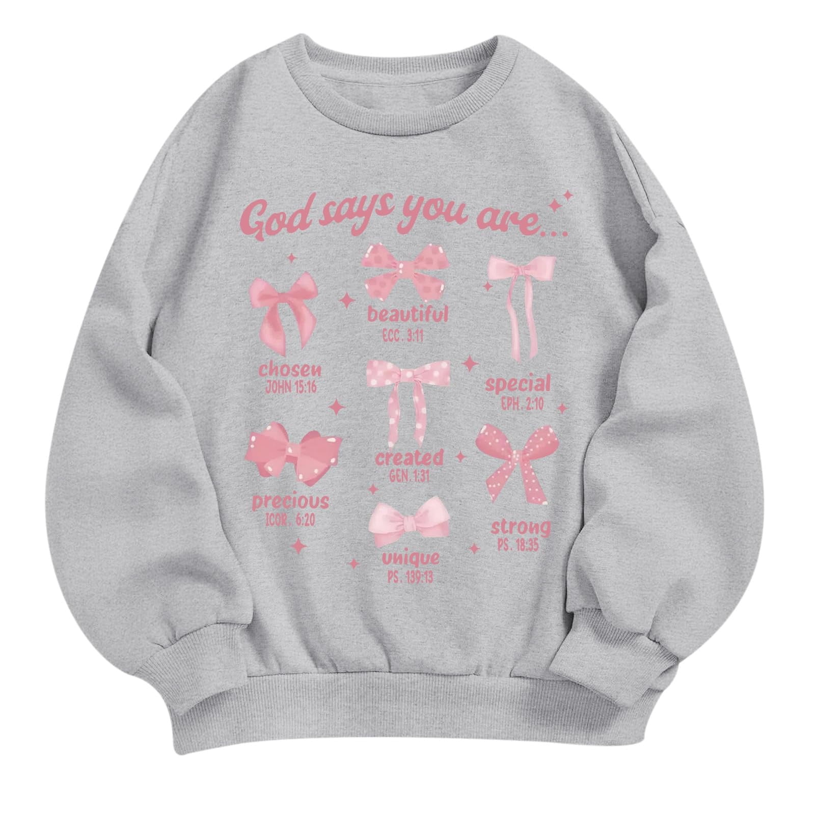 EnJoCho Girls Bow Graphic Sweatshirt Hoodie Kawaii Style God Lettering ...
