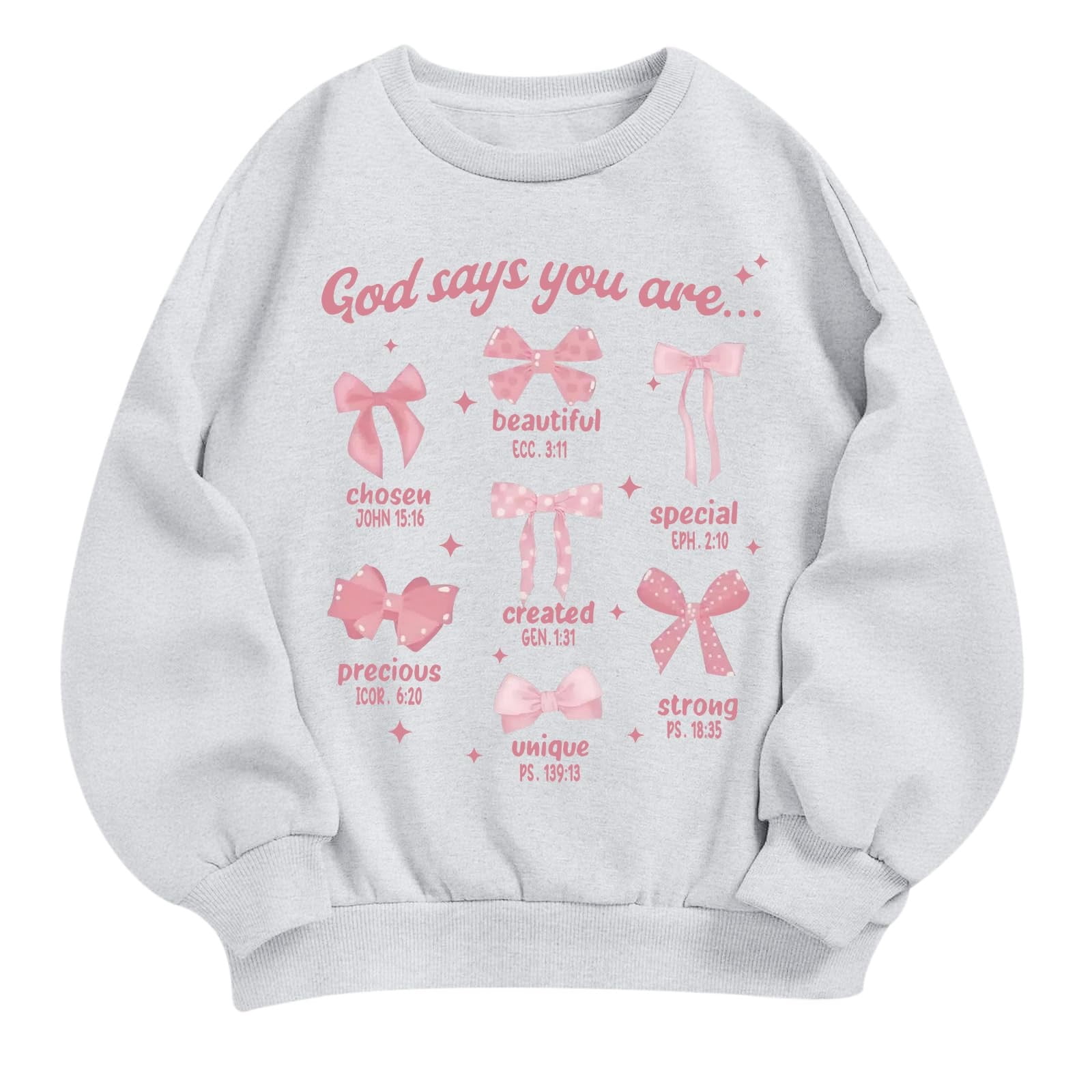 EnJoCho Girls Bow Graphic Sweatshirt Hoodie Kawaii Style God Lettering ...