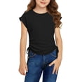 EnJoCho Girls Cap Sleeve T Shirts Summer Crewneck Soli𝖽 Tops Tees ...