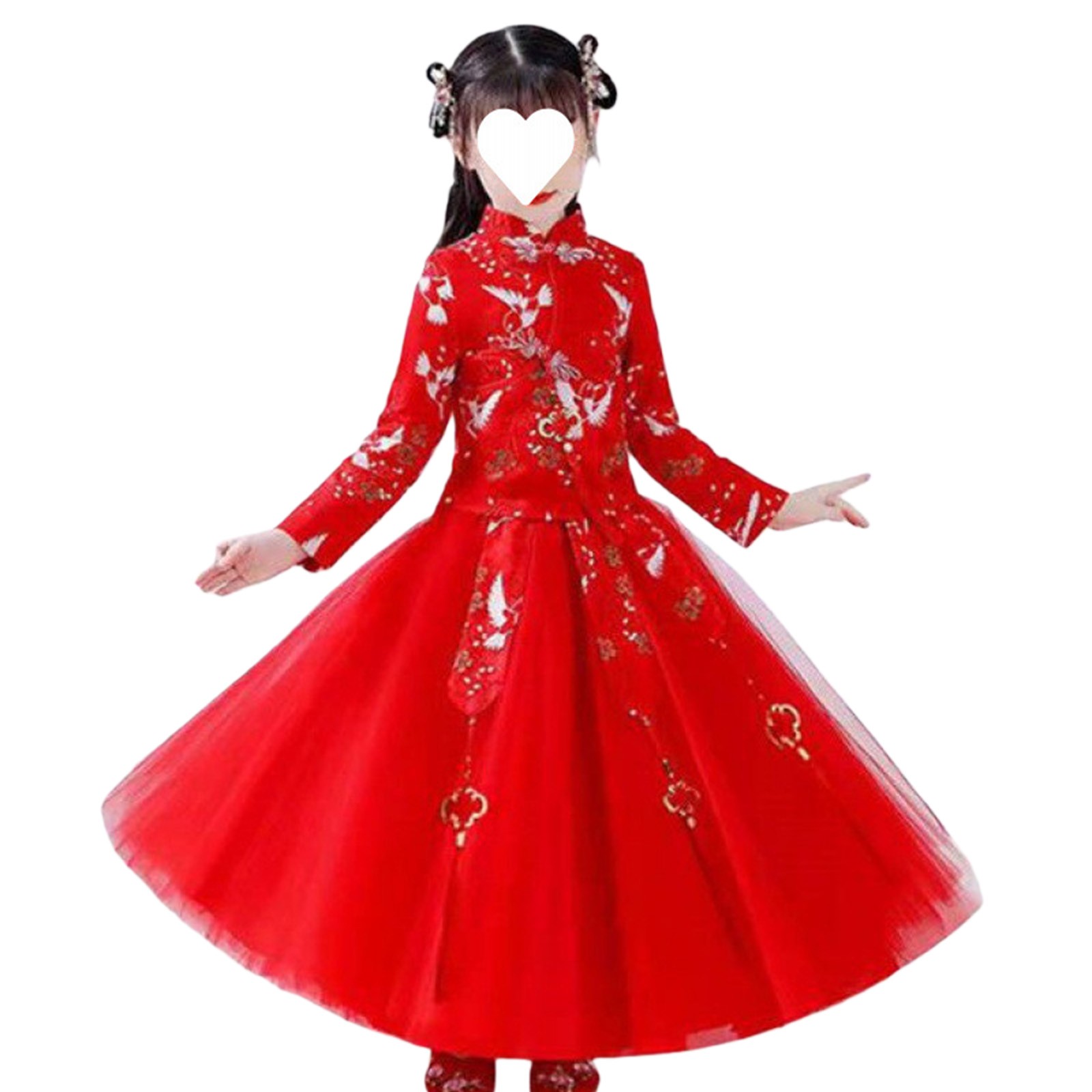 EnJoCho Girls Chinese Traditional Dress New Year 𝖥loral Embroidered ...