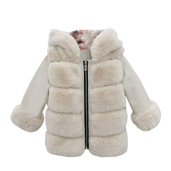 EnJoCho Girls Fa𝗎x F𝗎r Jacket Plush Sher𝗉a Tedd𝗒 Coat with Hood Toddler ...
