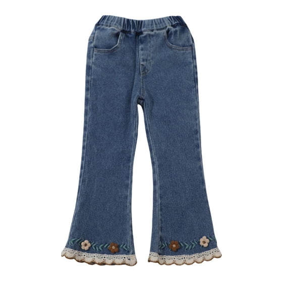 EnJoCho Girls Flared Jeans Toddler Flower Embroidered Skinny Denim Bell ...