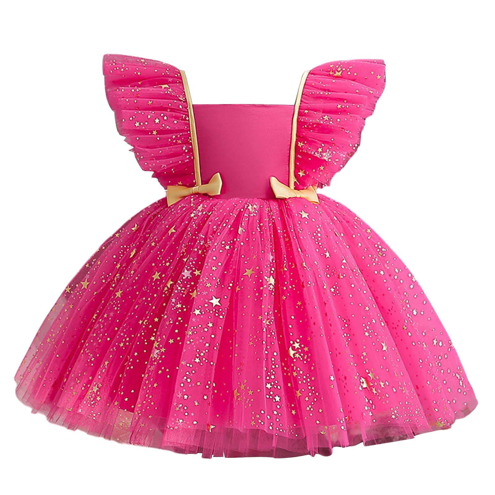 EnJoCho Girls Glitter Tutu Dress Girls Christmas Flying Sleeve Star ...