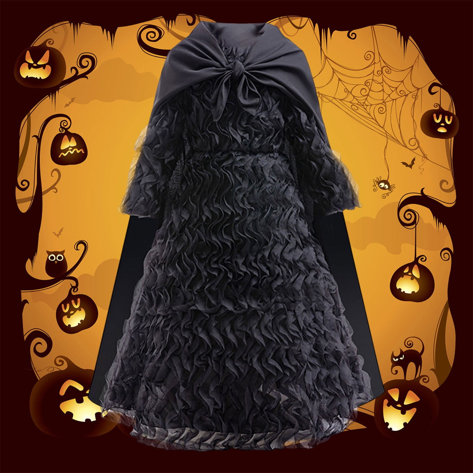 EnJoCho Girls Gothic Elegant 2-Piece Dress Set with Detachable Long ...