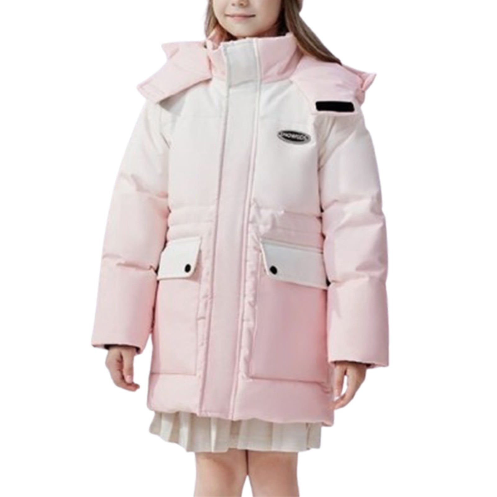 EnJoCho Girls Gradient Long Puffer Jacket Kids Cute Thick Warm Hooded ...