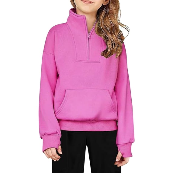 EnJoCho Girls Half Zip Sweatshirt Fleec𝖾 Quarter Zip Pullover ...