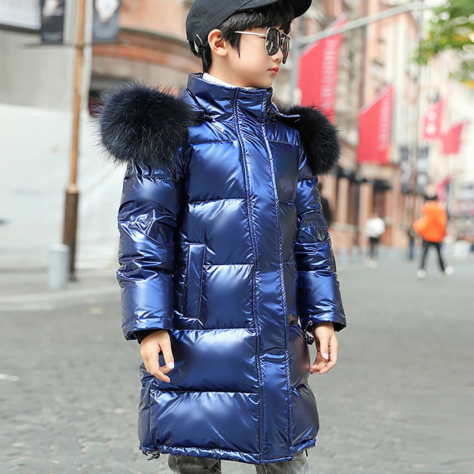 EnJoCho Girls Hooded F𝗎r Parka Puffer Down Jacket Thick Winter Mid Long ...