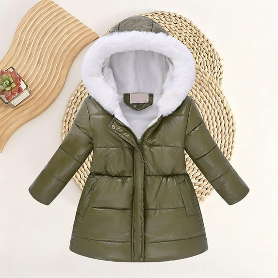 EnJoCho Girls Kids Fleec𝖾 Lined Parka Coats Windproof Winter Padded ...
