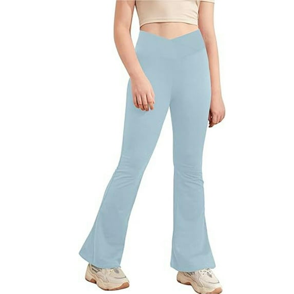 EnJoCho Girls Leggings Cross High Waisted Flare Yoga Botcut Pants Solid ...