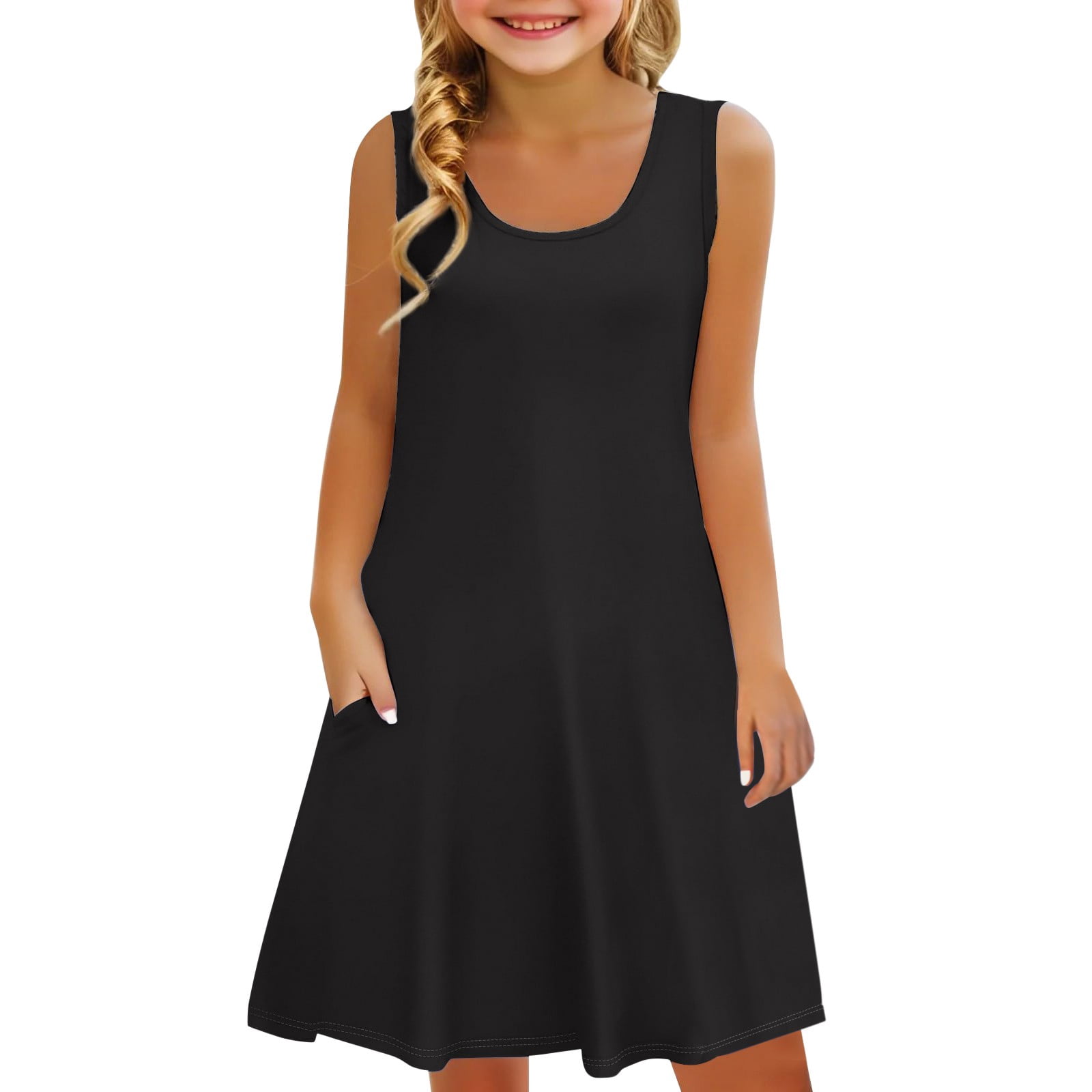EnJoCho Girls Long Maxi Sundres𝗌 Sleeveless 𝖥lowy 𝖳iered Beach Dress ...