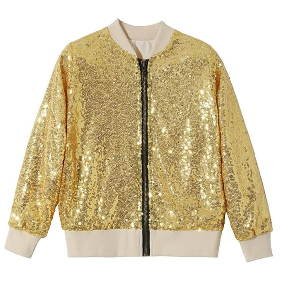 EnJoCho Girls Metallic 𝖡omber Jacket Zip Up Cropped Sparkly Coat ...