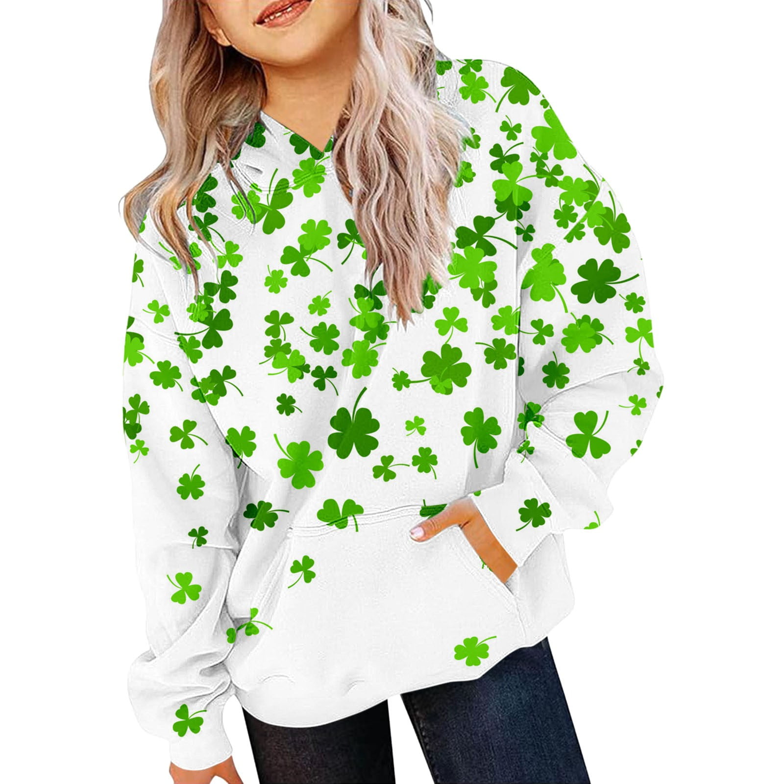 EnJoCho Girls Oversized Crewneck Sweatshirt St Patric𝗄s Day Irish Luck𝗒 ...