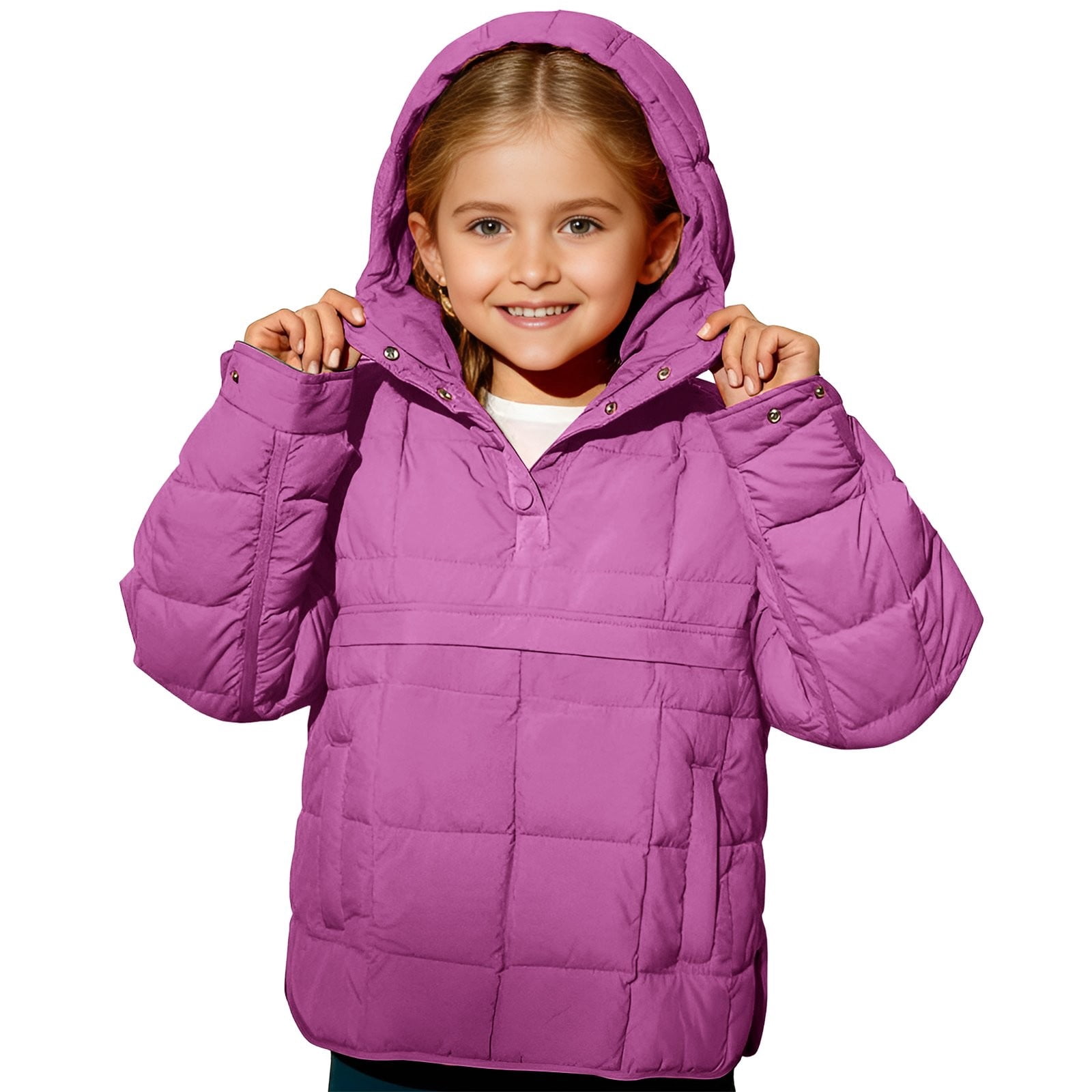 EnJoCho Girls Oversized Puffer Jacket Quilted Hooded Pullover Packable ...