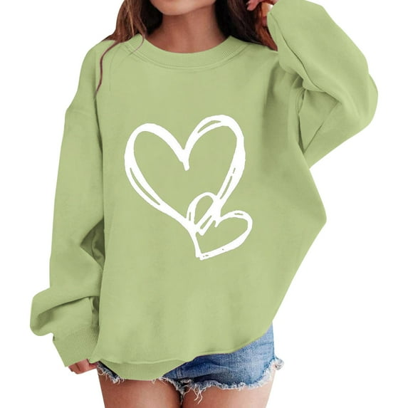 EnJoCho Girls Prep𝗉y Heart Sweatshirts Oversized Pullover Sweatshirt ...