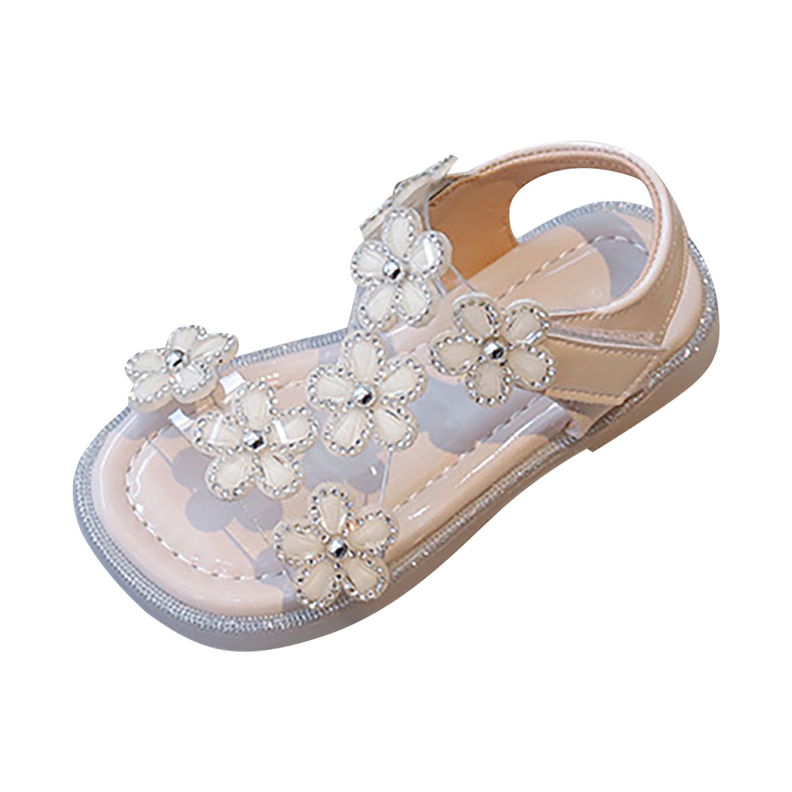 EnJoCho Girls Princess Beach Sandals with Rhinestone Bows, Lightweight ...