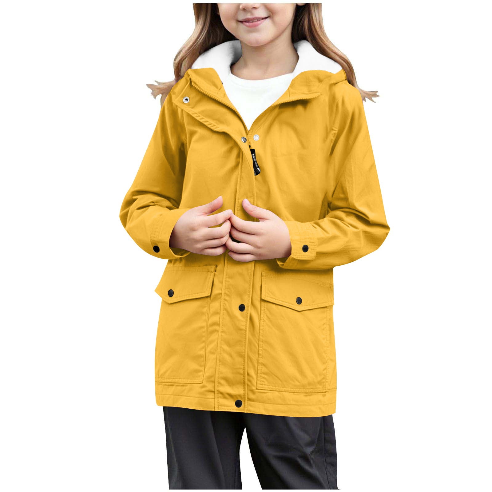 EnJoCho Girls Rain Jacket Waterproof Raincoat Cotton Lined Lightweight ...