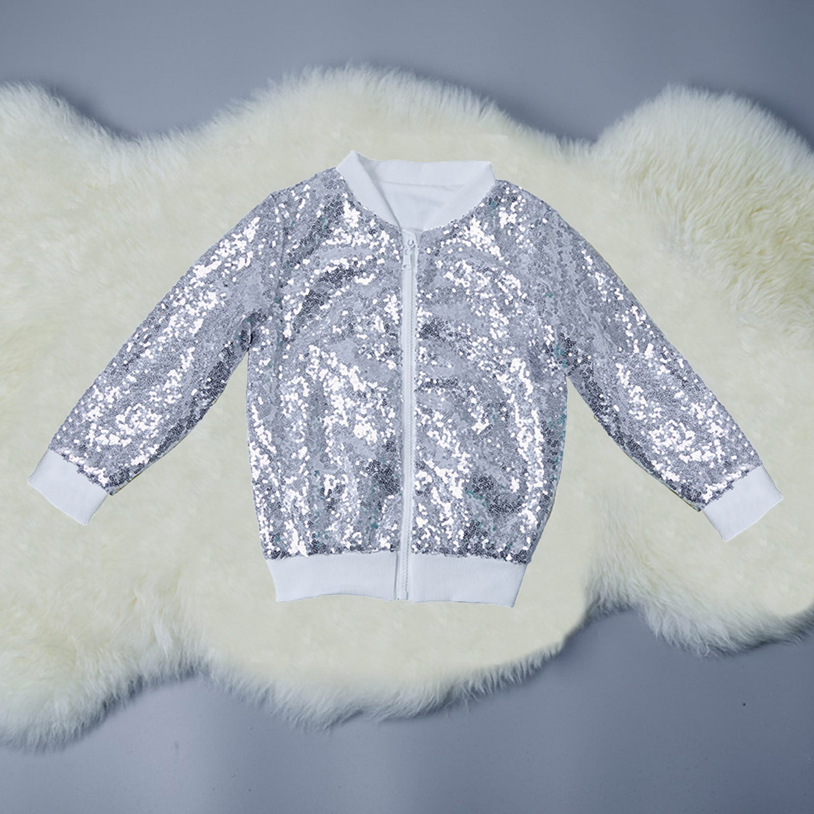 EnJoCho Girls Sequin Jacket Lightweight Casual Long Sleeve Front Zipper ...