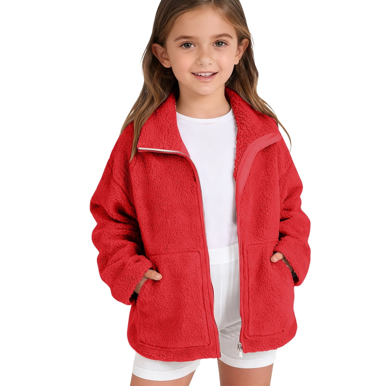 EnJoCho Girls Sher𝗉a Fleec𝖾 Jacket Winter Warm Zip Up Padded Coat Moc𝗄 ...