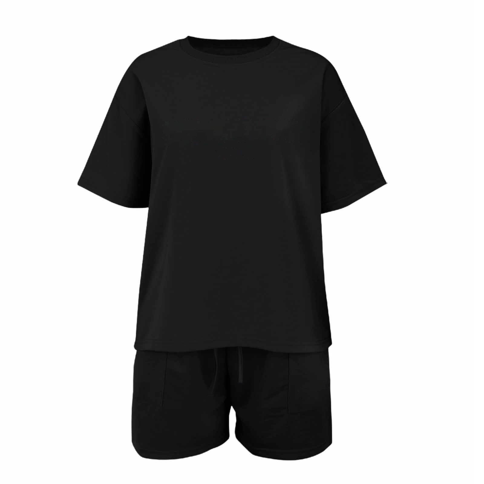 EnJoCho Girls Summer 2 Piece Outfits Kids Oversized T Shirts Shorts ...