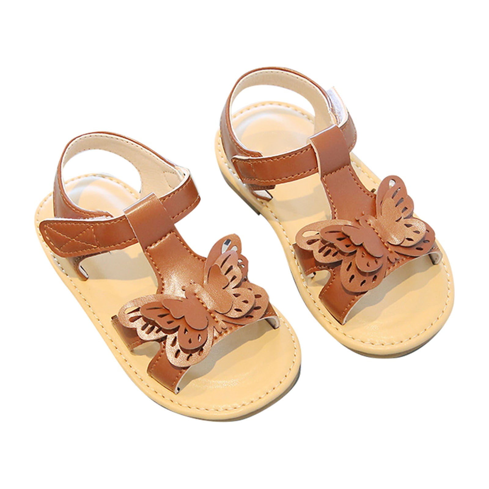 EnJoCho Girls Summer Sandals PU Leather Strappy Open Toe Slip-On ...