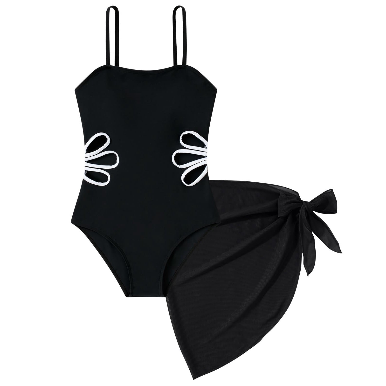 EnJoCho Girls Swimsuit Adjustable Straps Cut Out Design Solid Color ...