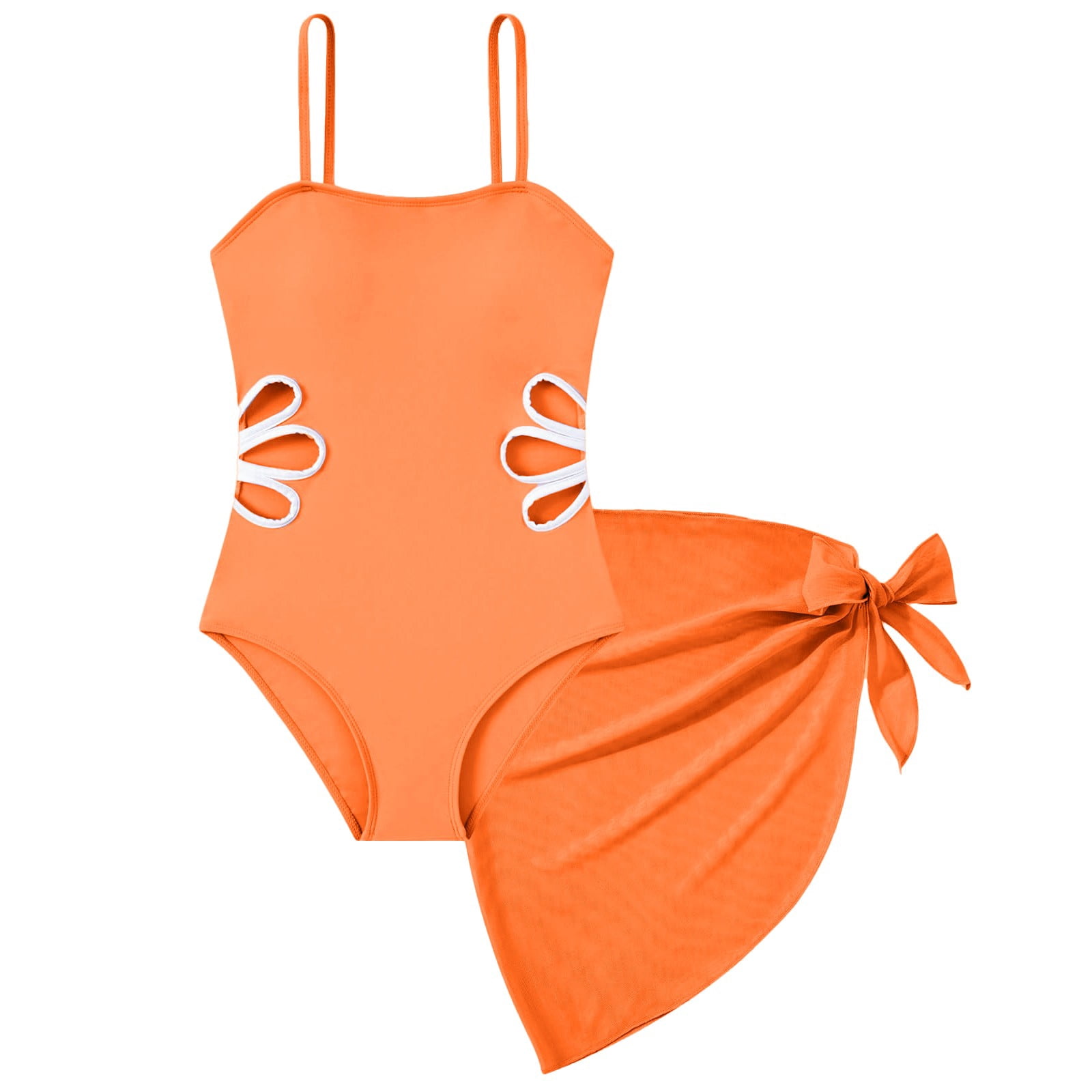 EnJoCho Girls Swimsuit Adjustable Straps Cut Out Design Solid Color ...