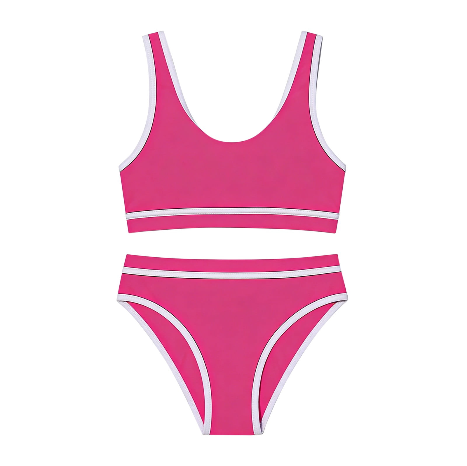 EnJoCho Girls Swimsuit Double Strap High Waist Sporty Bikini Swimsuits ...