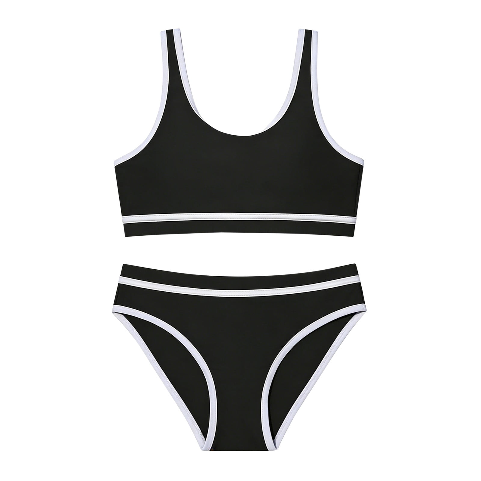 EnJoCho Girls Swimsuit Double Strap High Waist Sporty Bikini Swimsuits ...