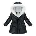 EnJoCho Girls Teen Kids Winter Hooded Puffer Jacket Coat Long Fleec𝖾 Lined Zip Up with Pockets ...