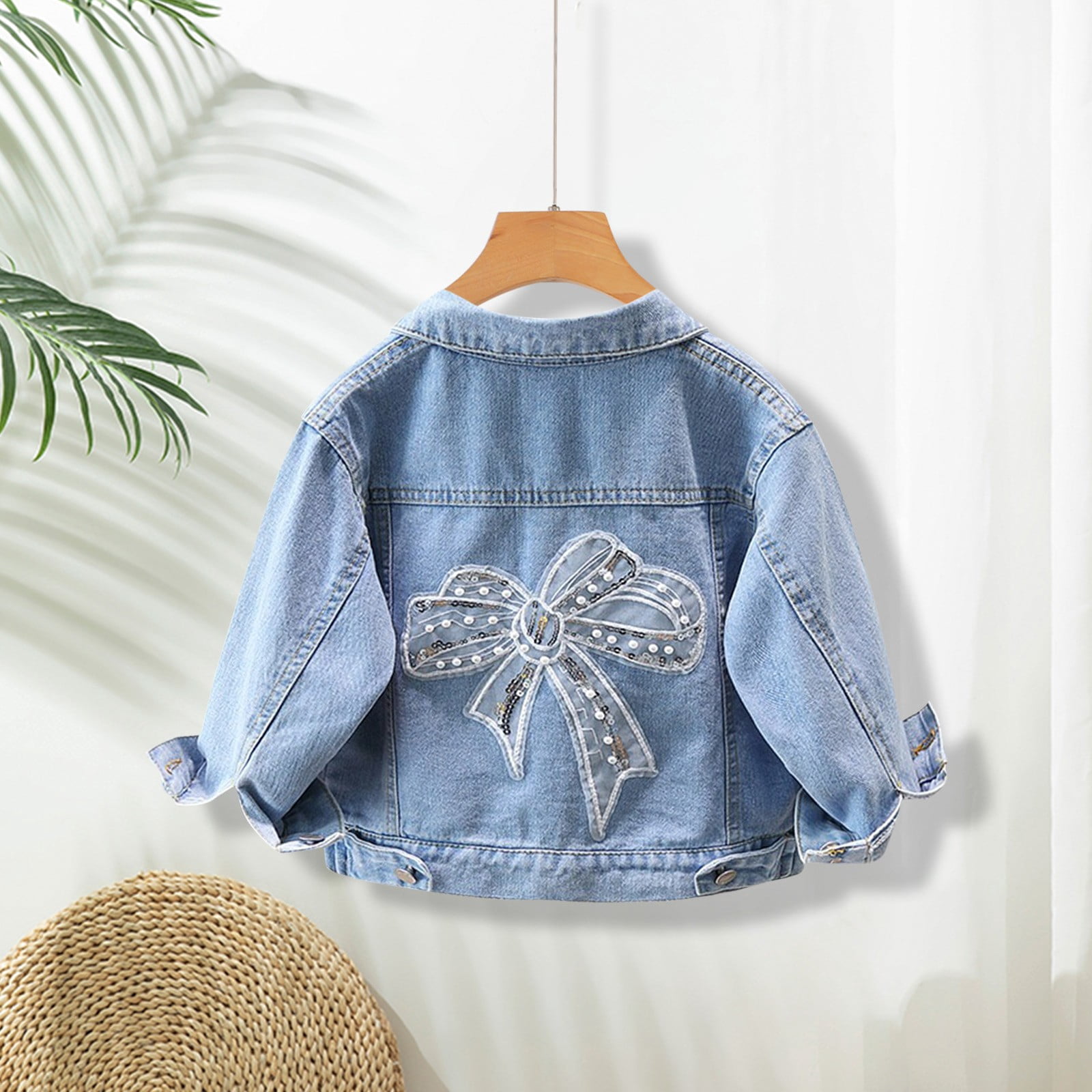 EnJoCho Girls Toddler Baby Denim Jacket Butterfly Embroidery Classic ...