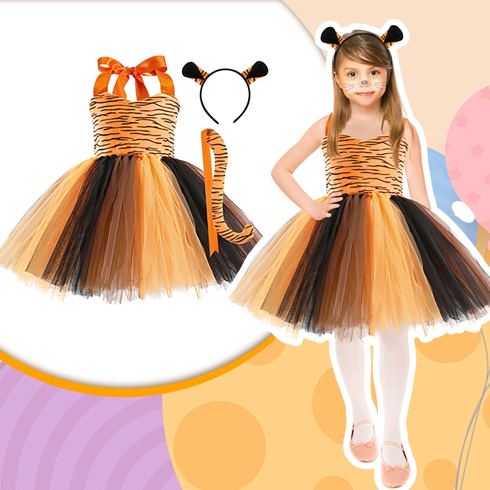 EnJoCho Girls Tutu Dress 3 Piece Set with Animal Print Tulle Gown and ...