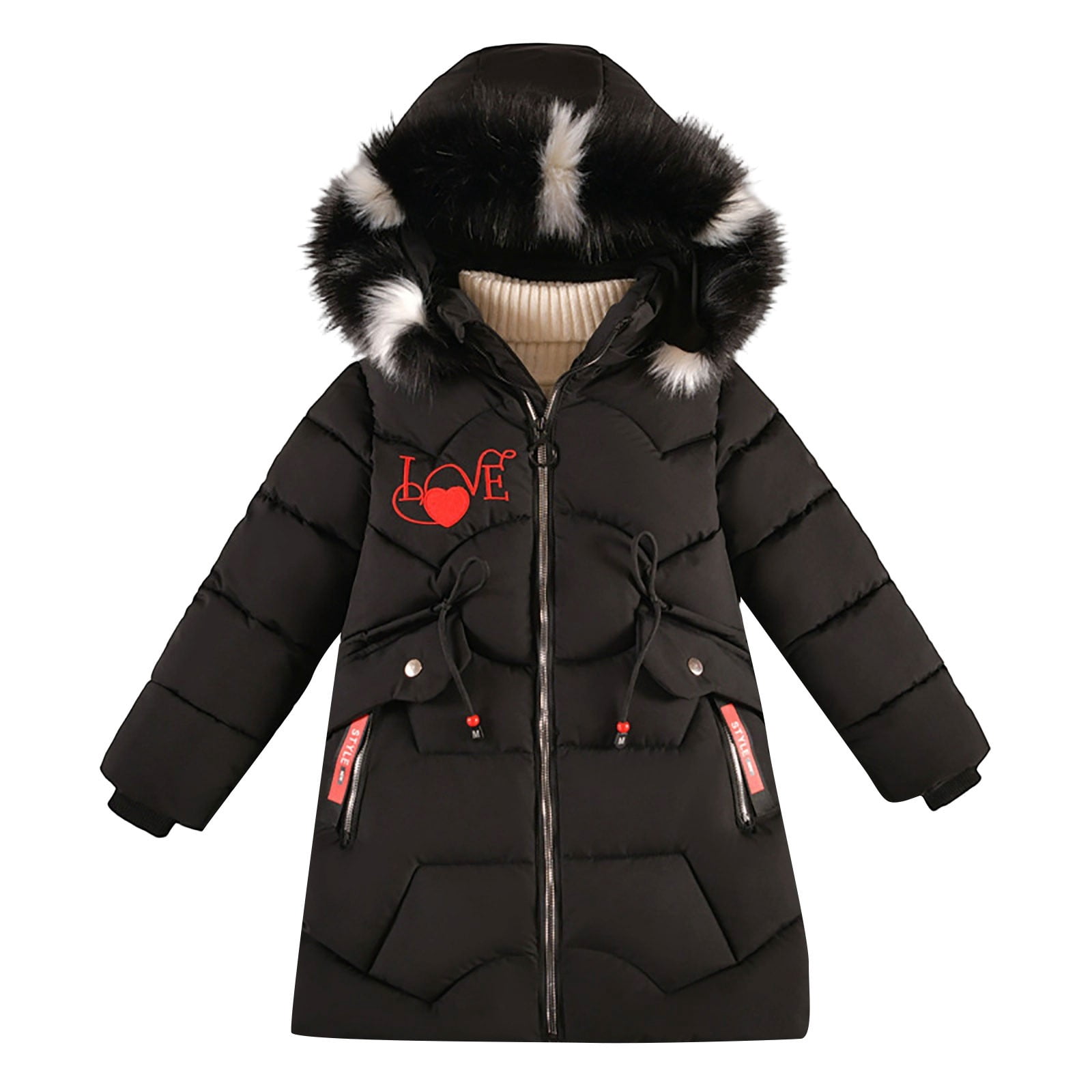 EnJoCho Girls Winter Coat Cute Love Letter Embroidery Down Jacket Fa𝗎x ...