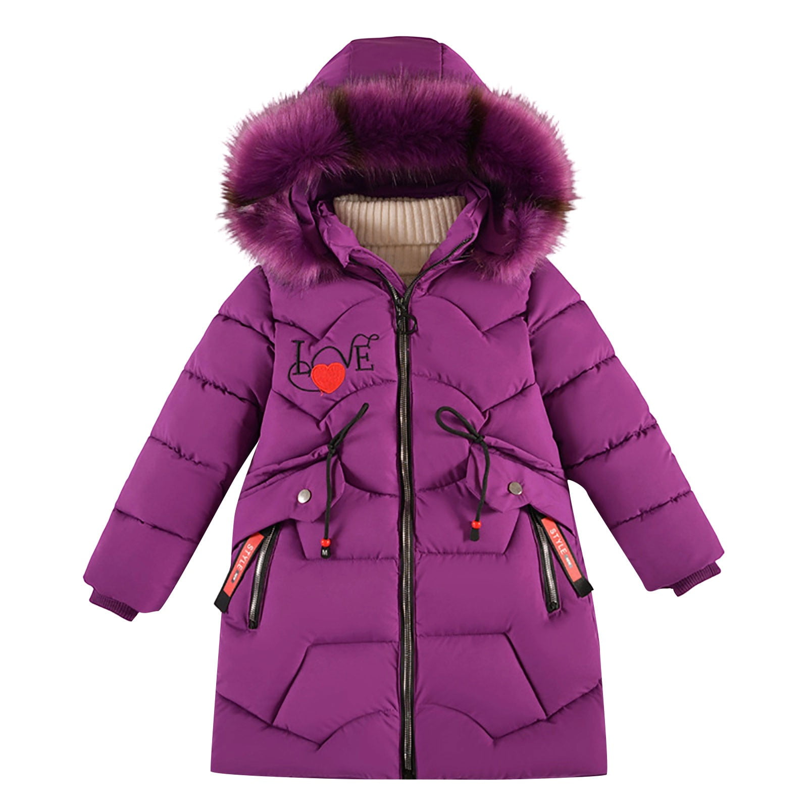 EnJoCho Girls Winter Coat Cute Love Letter Embroidery Down Jacket Fa𝗎x ...