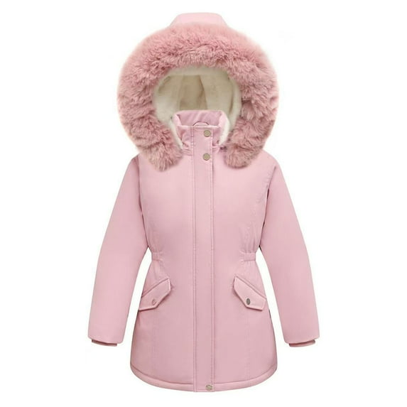 EnJoCho Girls Winter Jacket Heavyweight Fleec𝖾 Hooded Long Puffer Coat Teen Kids Windproof Parka ...