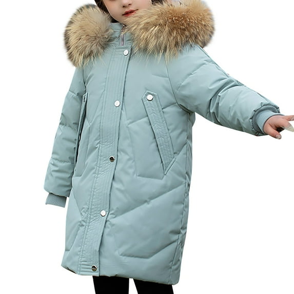 EnJoCho Girls Winter Long Coat Warm Puffer Down Jacket Zip Up Long ...