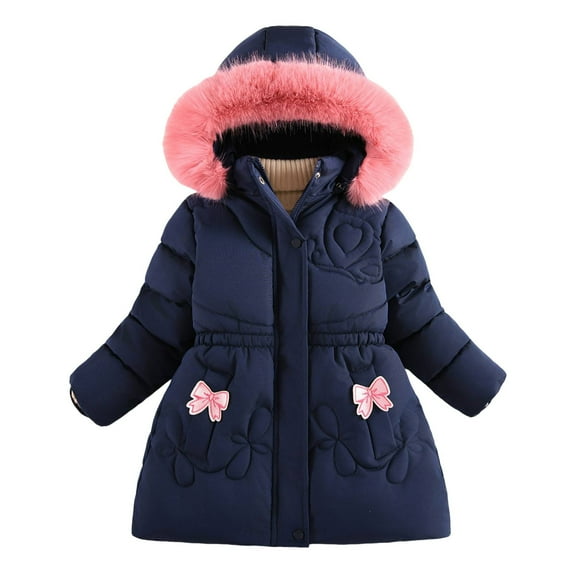 EnJoCho Girls Winter Mid-Length Puffer Coat Belt Zip Hooded Jacket ...