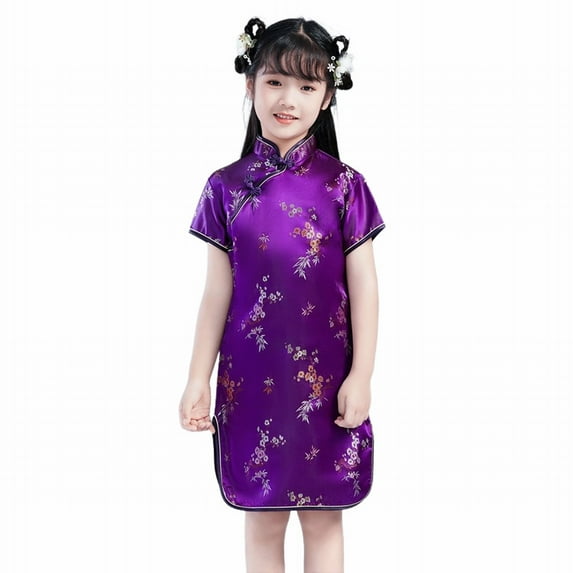 EnJoCho Girls 𝖥loral Cheongsam Chinese Traditional Dress Kids Modern ...