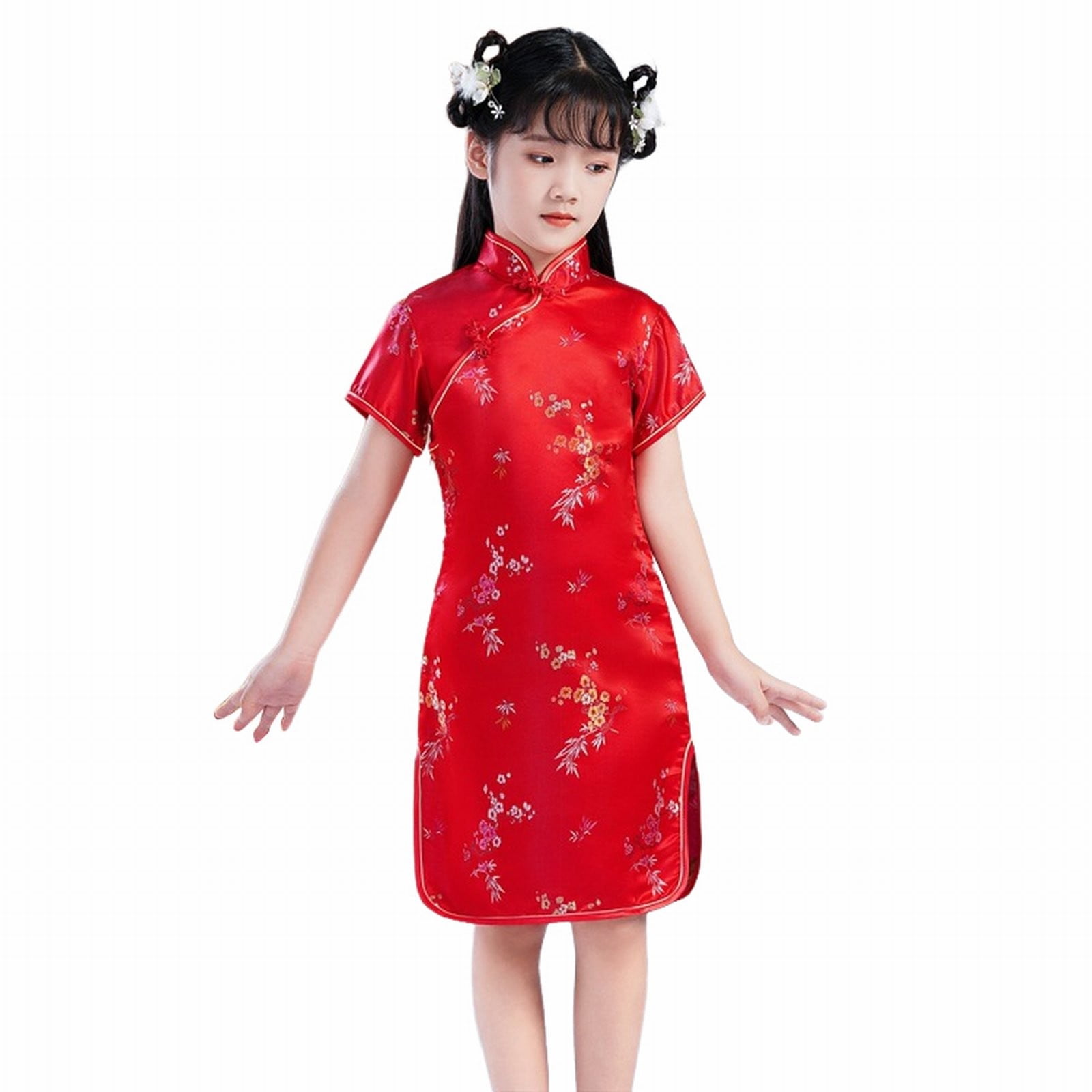 EnJoCho Girls 𝖥loral Cheongsam Chinese Traditional Dress Kids Modern ...
