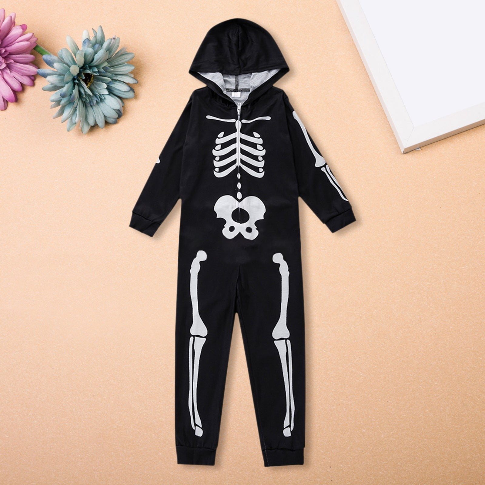 EnJoCho Glowing Skeleton Pajama Jumpsuit for Kids, Halloween-Themed ...