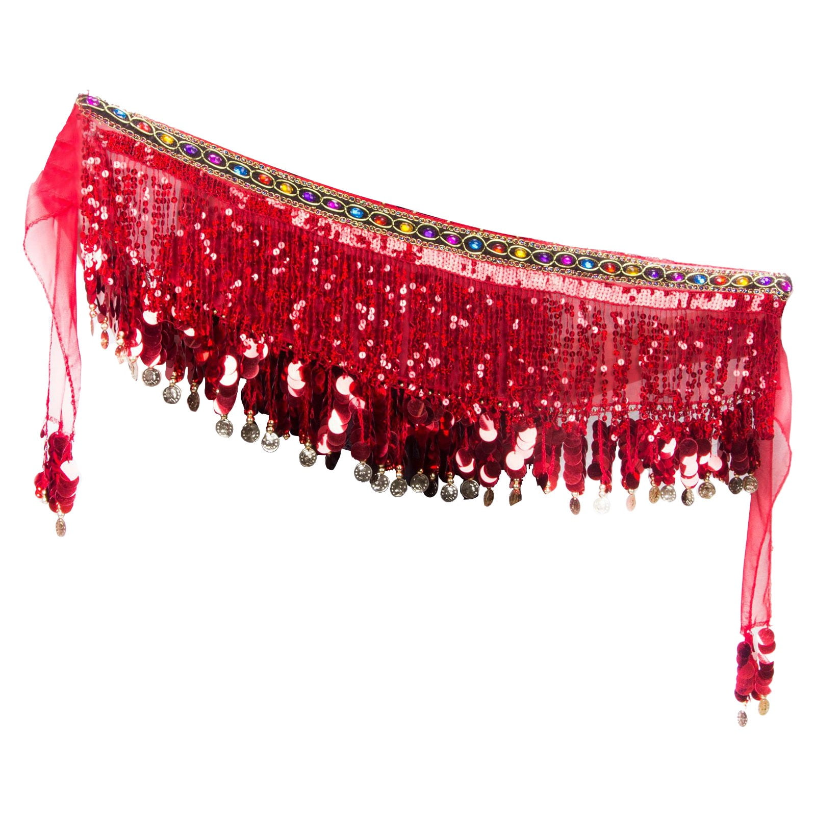 EnJoCho Gold Coins Belly Dance Hip Scarf Belly Dancing Belt Colorful ...