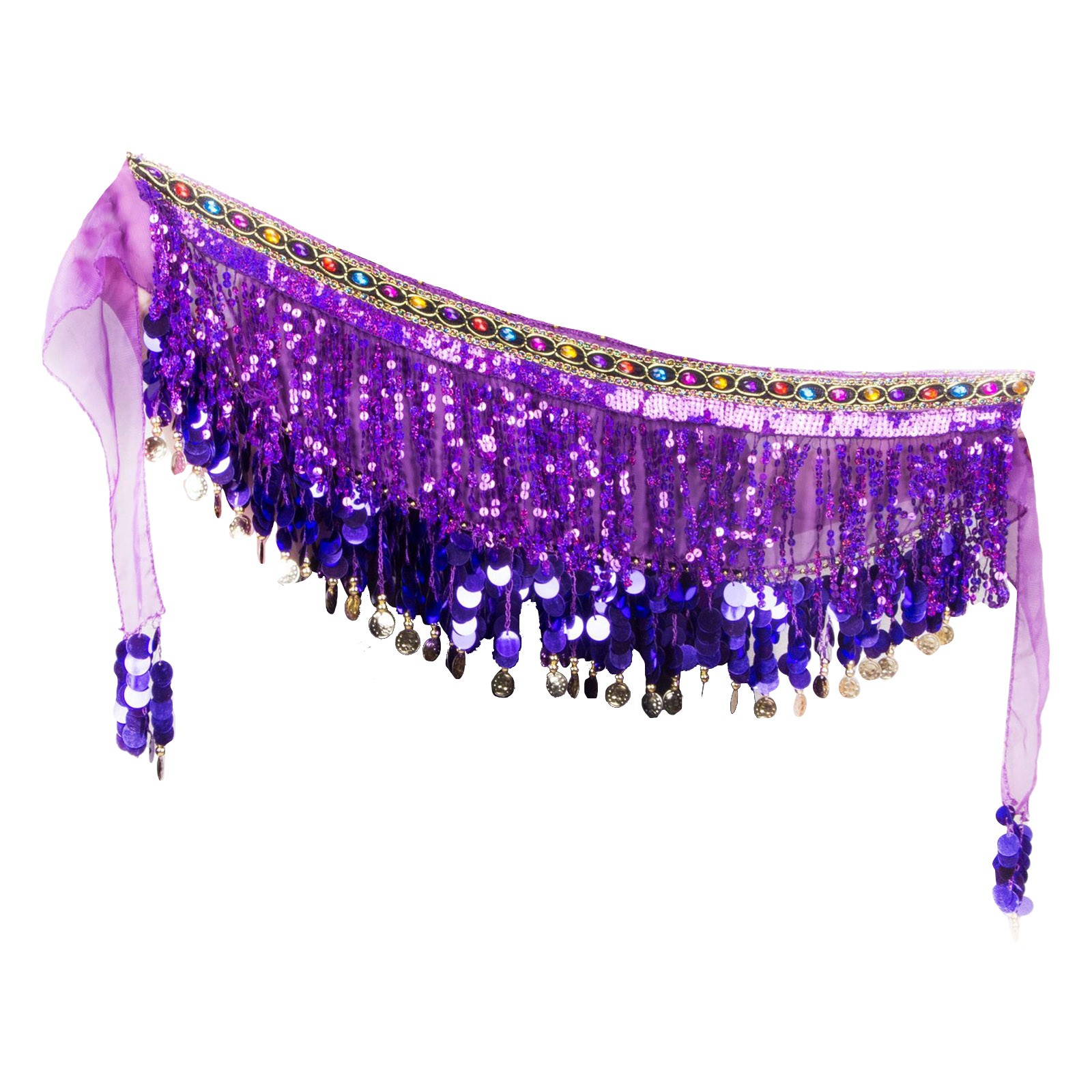 EnJoCho Gold Coins Belly Dance Hip Scarf Belly Dancing Belt Colorful Waist Belly Dance Hip Scarf ...
