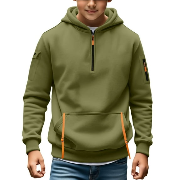 EnJoCho Hoodie Boys Quarter Zip Pullover Trendy Long Sleeve Winter ...