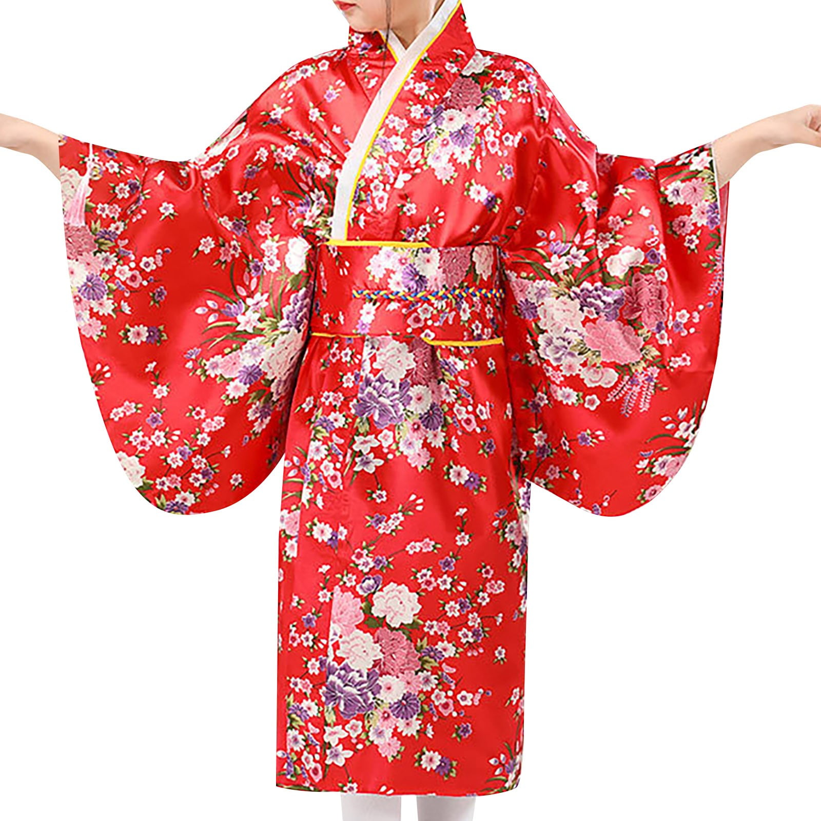 EnJoCho Japanese Traditional Dress Kimono Robe for Kids Girls Yukata ...
