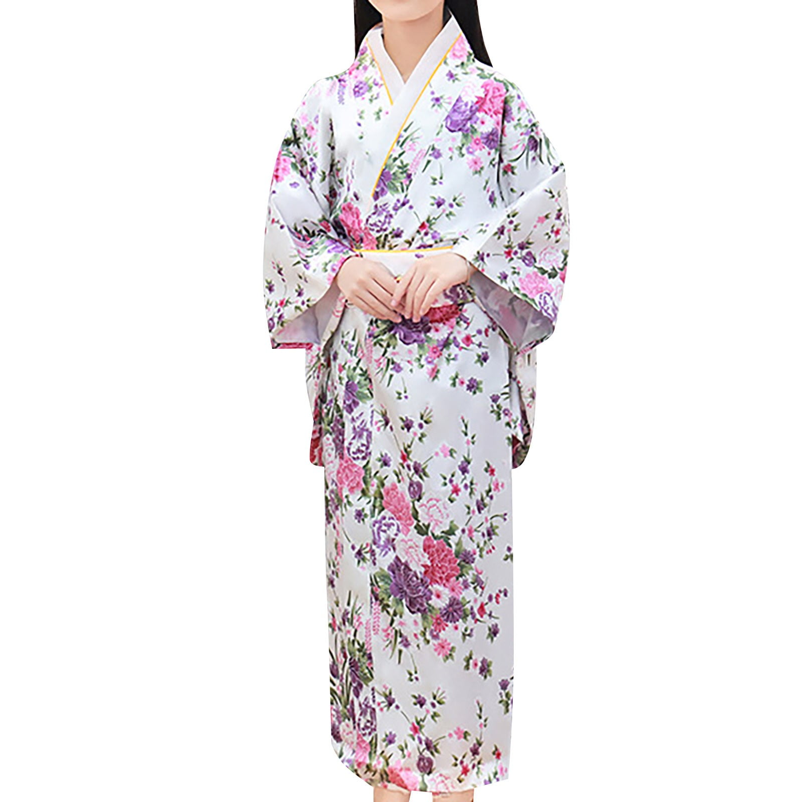 EnJoCho Japanese Traditional Dress Kimono Robe for Kids Girls Yukata ...
