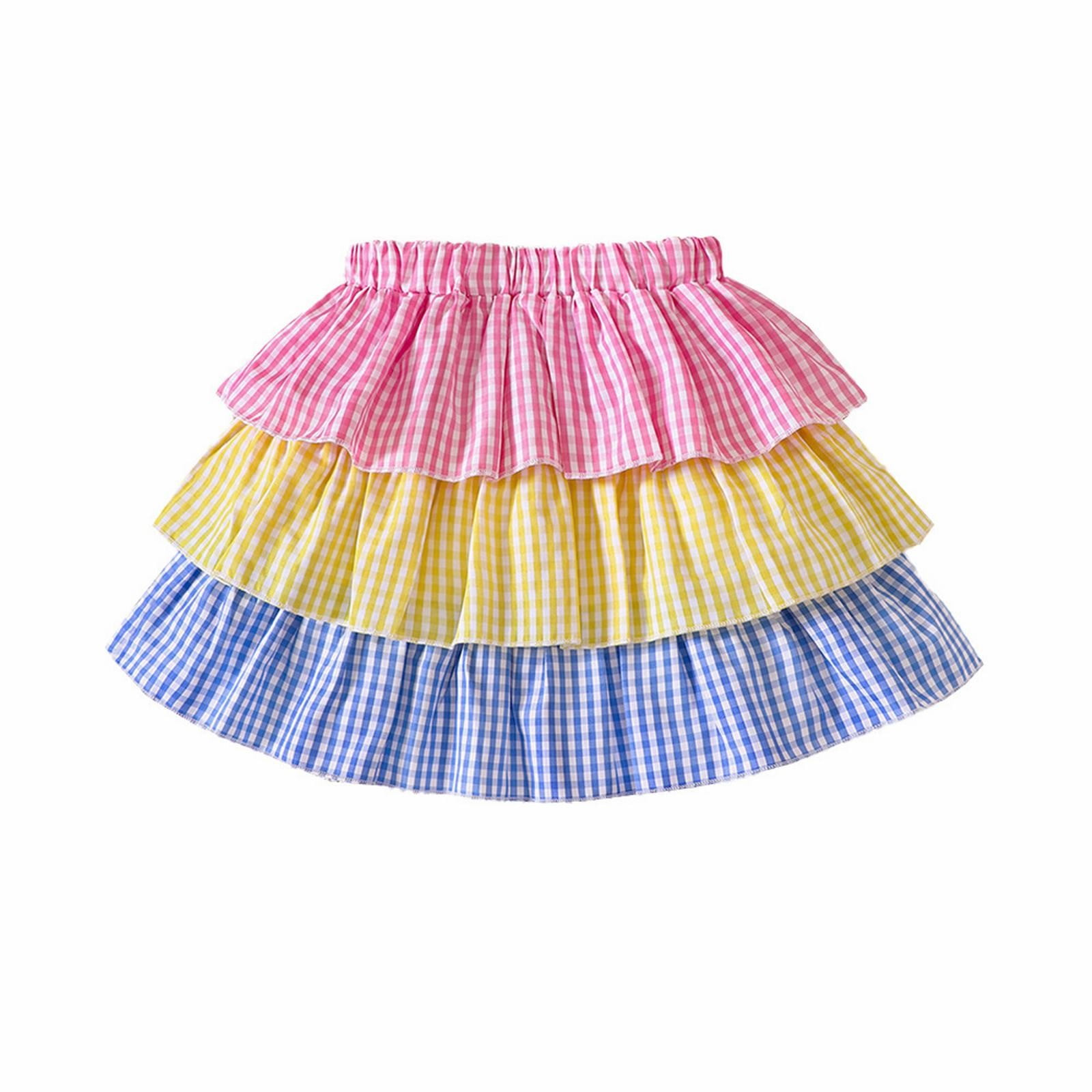 EnJoCho Kids Beach Skirt Girls Summer Multicolor Casual Layered Skirt ...