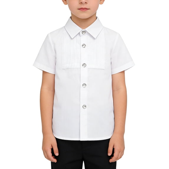 EnJoCho Kids Boys Button Down Shirt Short Sleeve Lapel Collar School ...