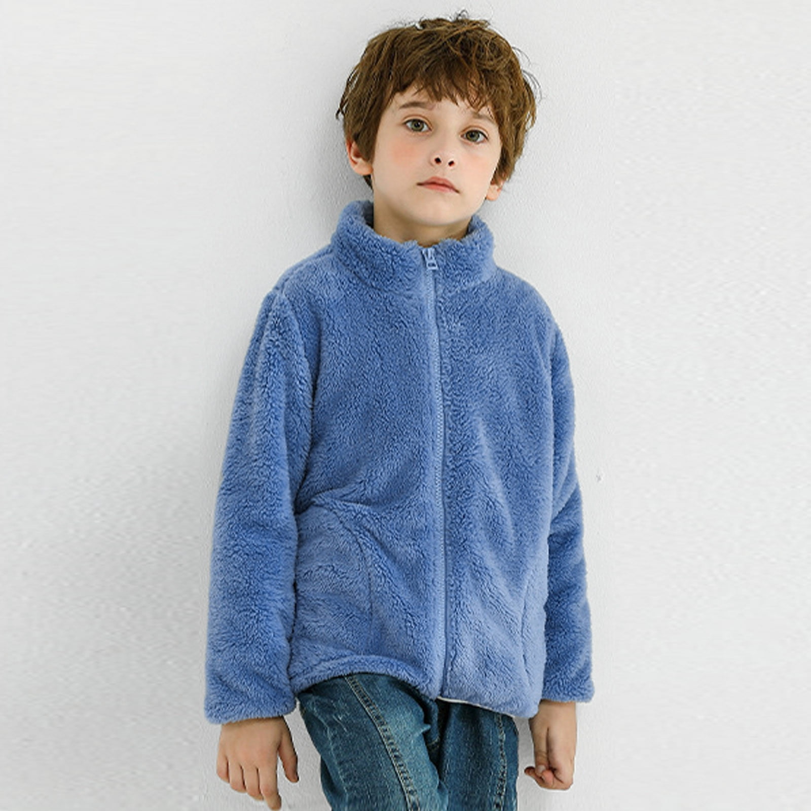 EnJoCho Kids Boys Girls Winter Fa𝗎x F𝗎r Fleec𝖾 Jacket Zip Up Moc𝗄 Neck ...