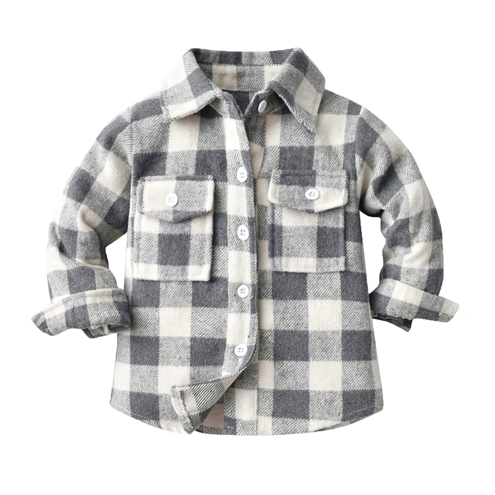 EnJoCho Kids Casual Outwear Toddler Boys Girls Flannel Shirt Jacket Plaid Long Sleeve Lapel ...