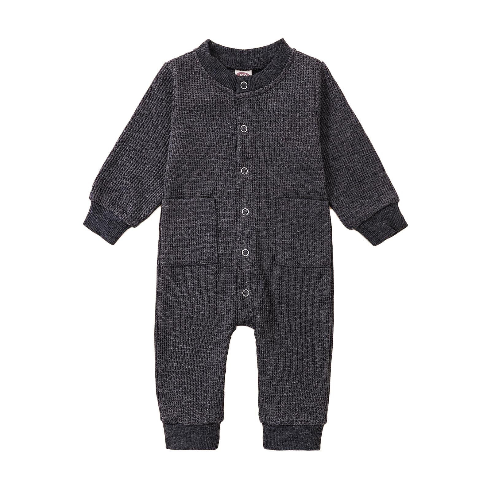 EnJoCho Kids Fall Solid Romper Toddler Boys Girls Long Sleeve Button ...