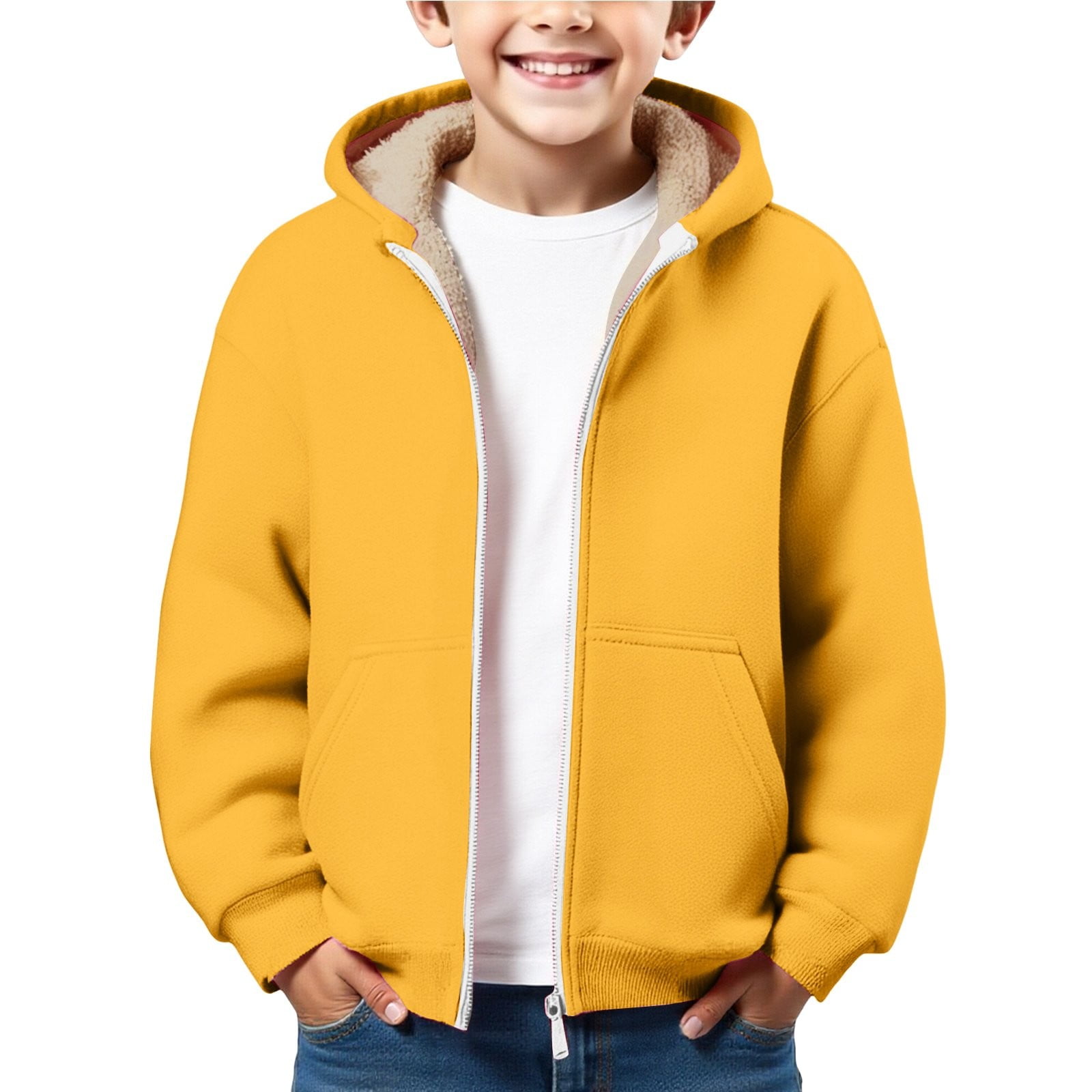 EnJoCho Kids Full Zip Hooded Sweatshirt Fleec𝖾 Sher𝗉a Lined Jacket Boys ...